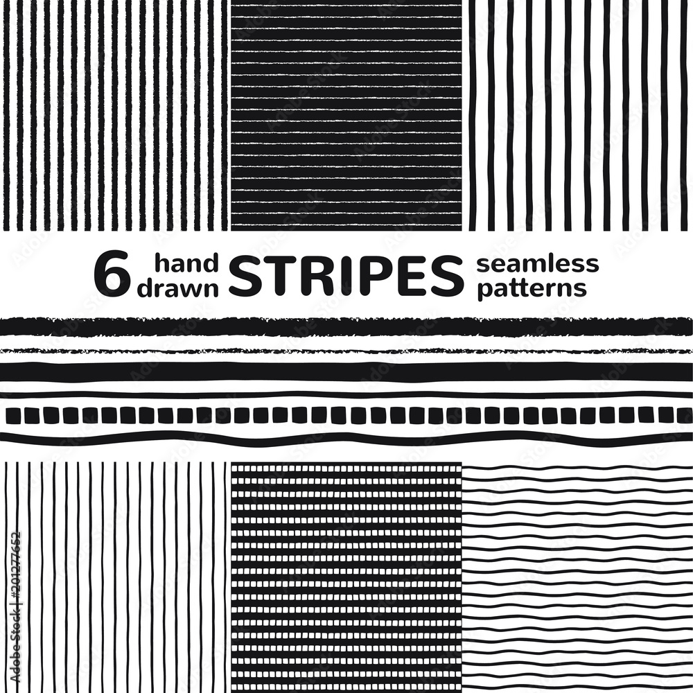 Set, collection of seamless vector repeat patterns with stripes ...