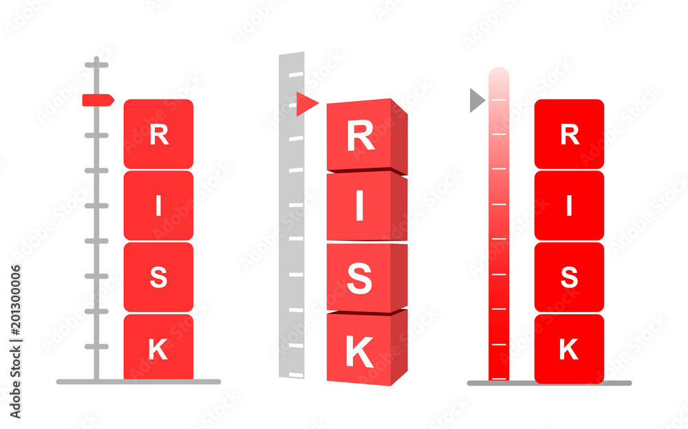 Vetor de Set of Risk assessment concept. Symbolizing with scale and ...