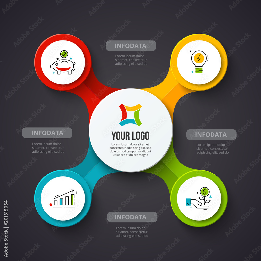Creative concept for dark infographic. Business data visualization ...