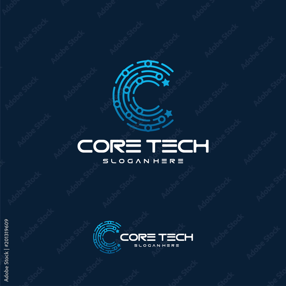 C initial Tech logo designs vector, Cool C Initial Wire logo template ...
