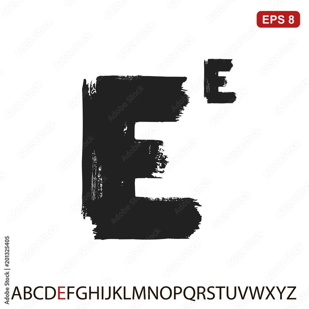 Black capital handwritten vector letter "E" on a white background ...
