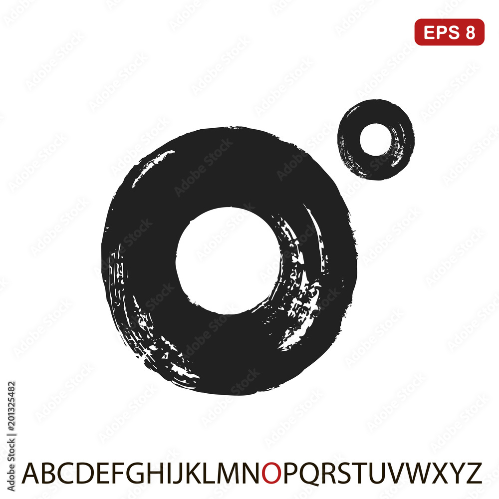 Black capital handwritten vector letter "O" on a white background ...