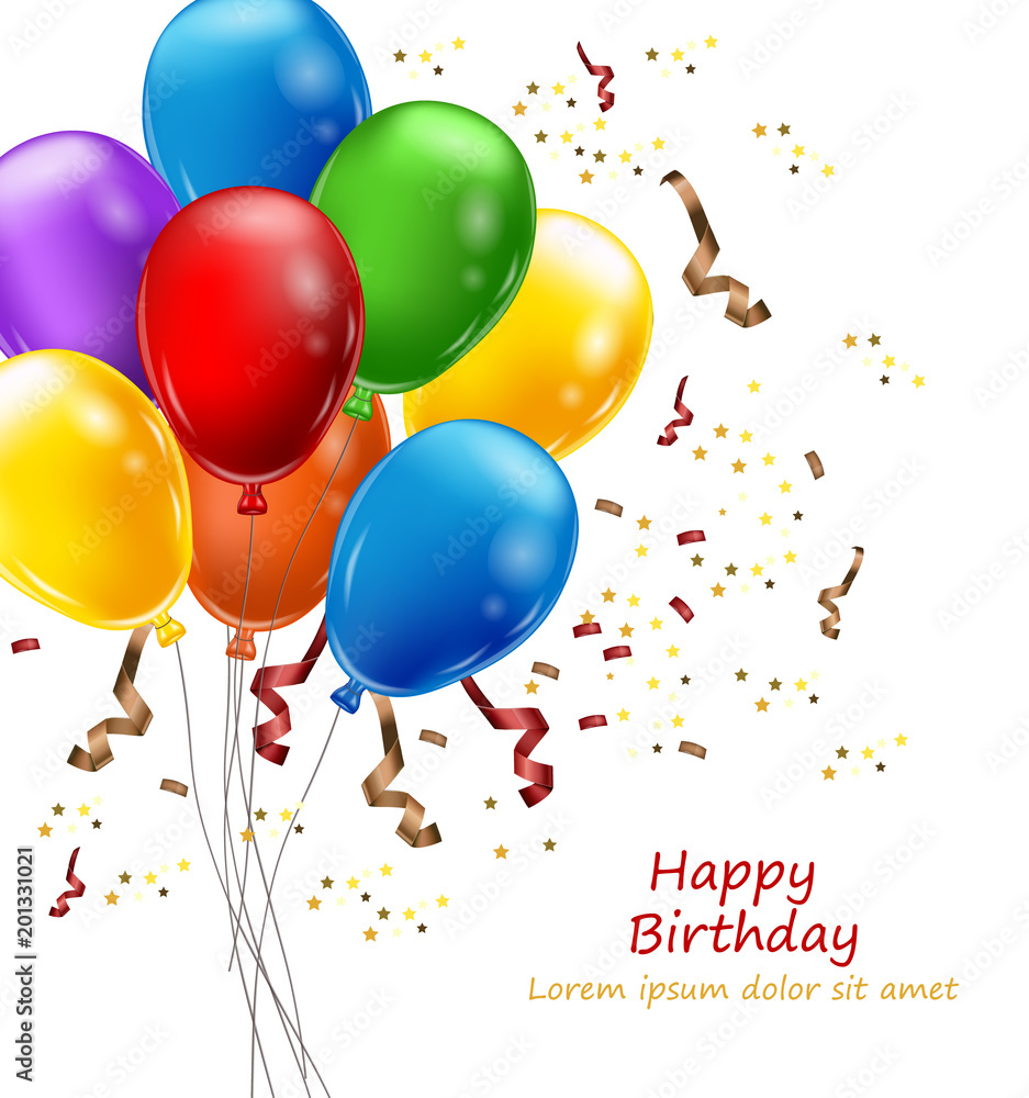 Balloons party invitation card Vector. celebrate events banner posters ...