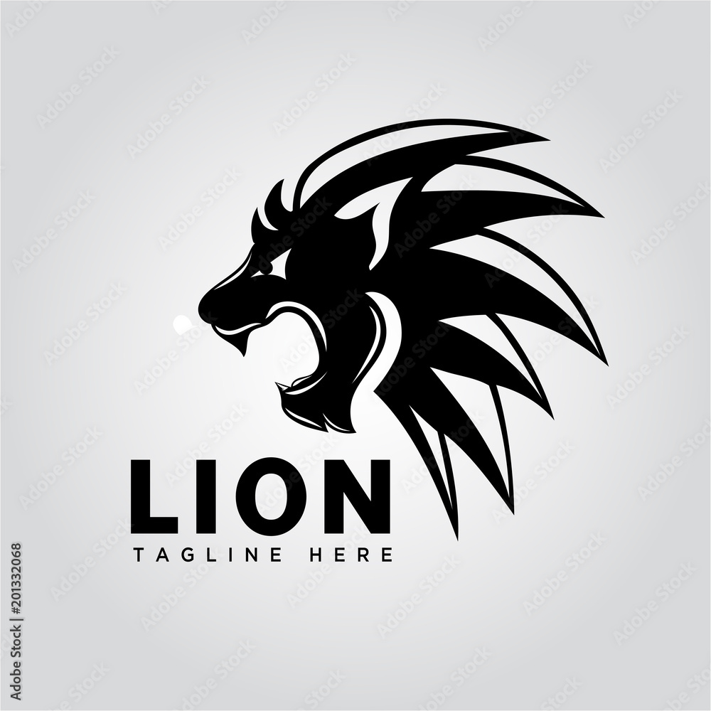 roaring lion head logo Stock Vector | Adobe Stock