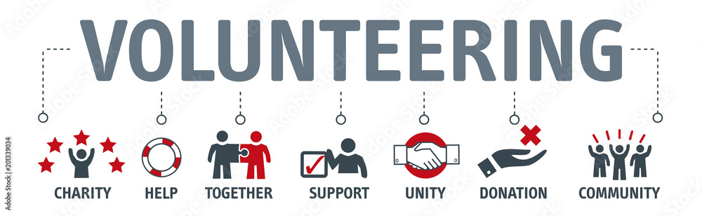 Banner Volunteer Voluntary Volunteering vector concept with icons Stock ...