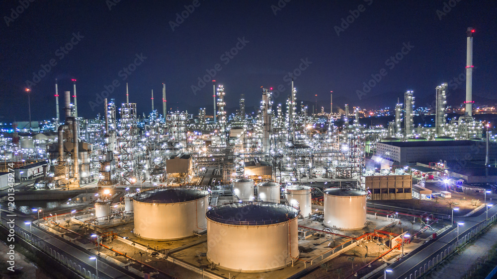 Aerial view oil and gas refinery build factory and Petrochemical plant ...