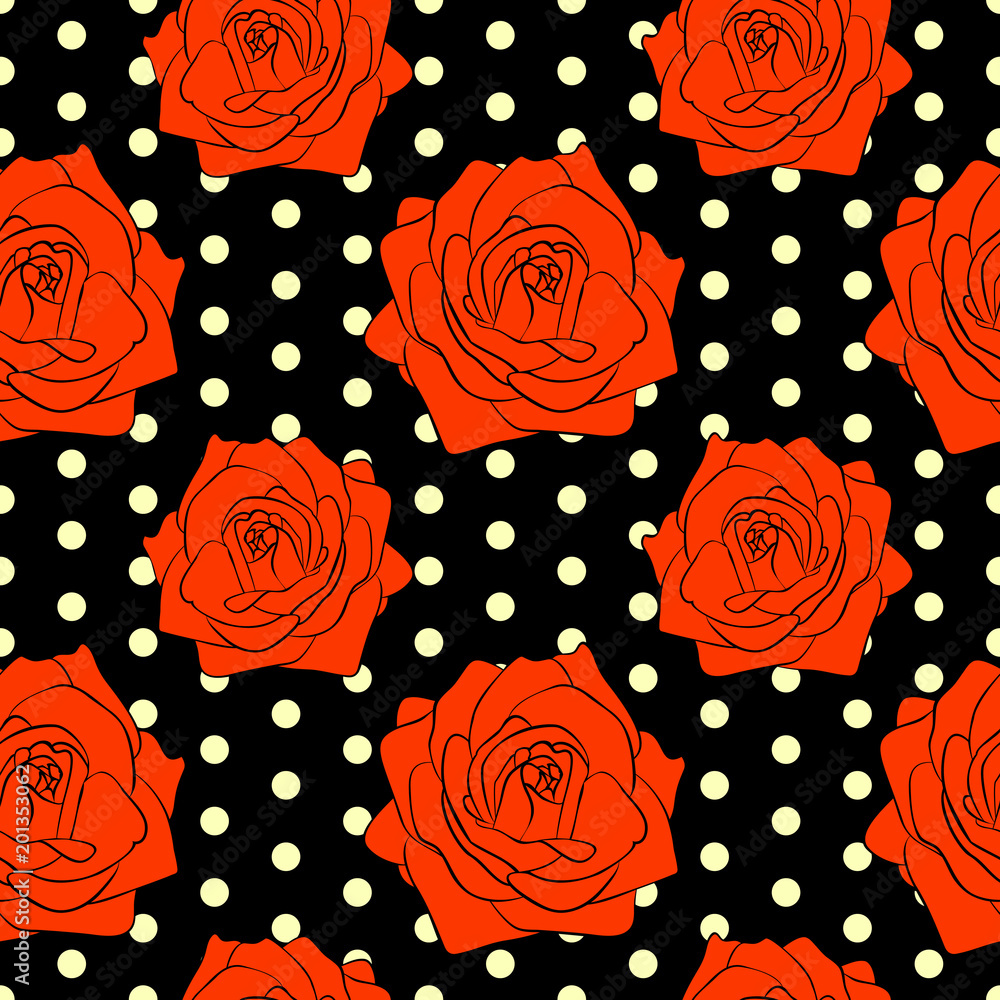 Vector illustration, bright seamless floral pattern in vintage style ...