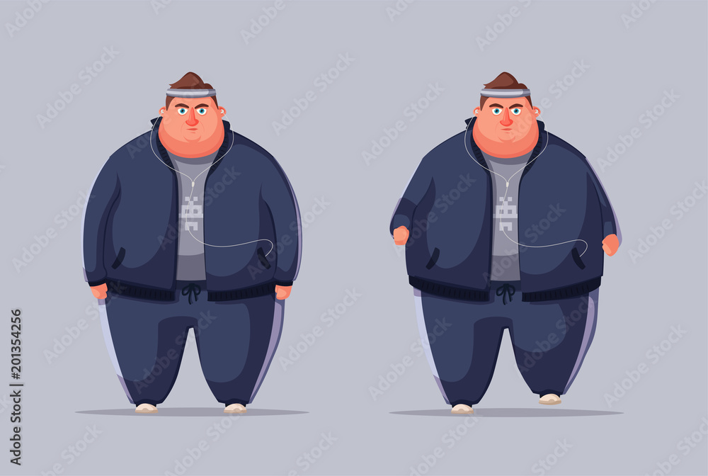 Fat man. Running and activity lifestyle concept. Cartoon vector ...