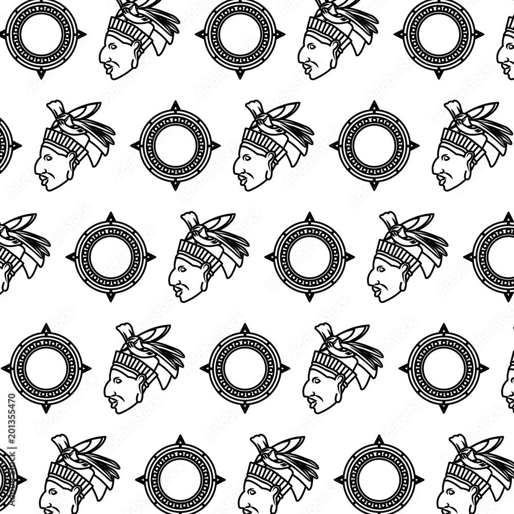 line sun aztec symbol and cacique background Stock Vector | Adobe Stock