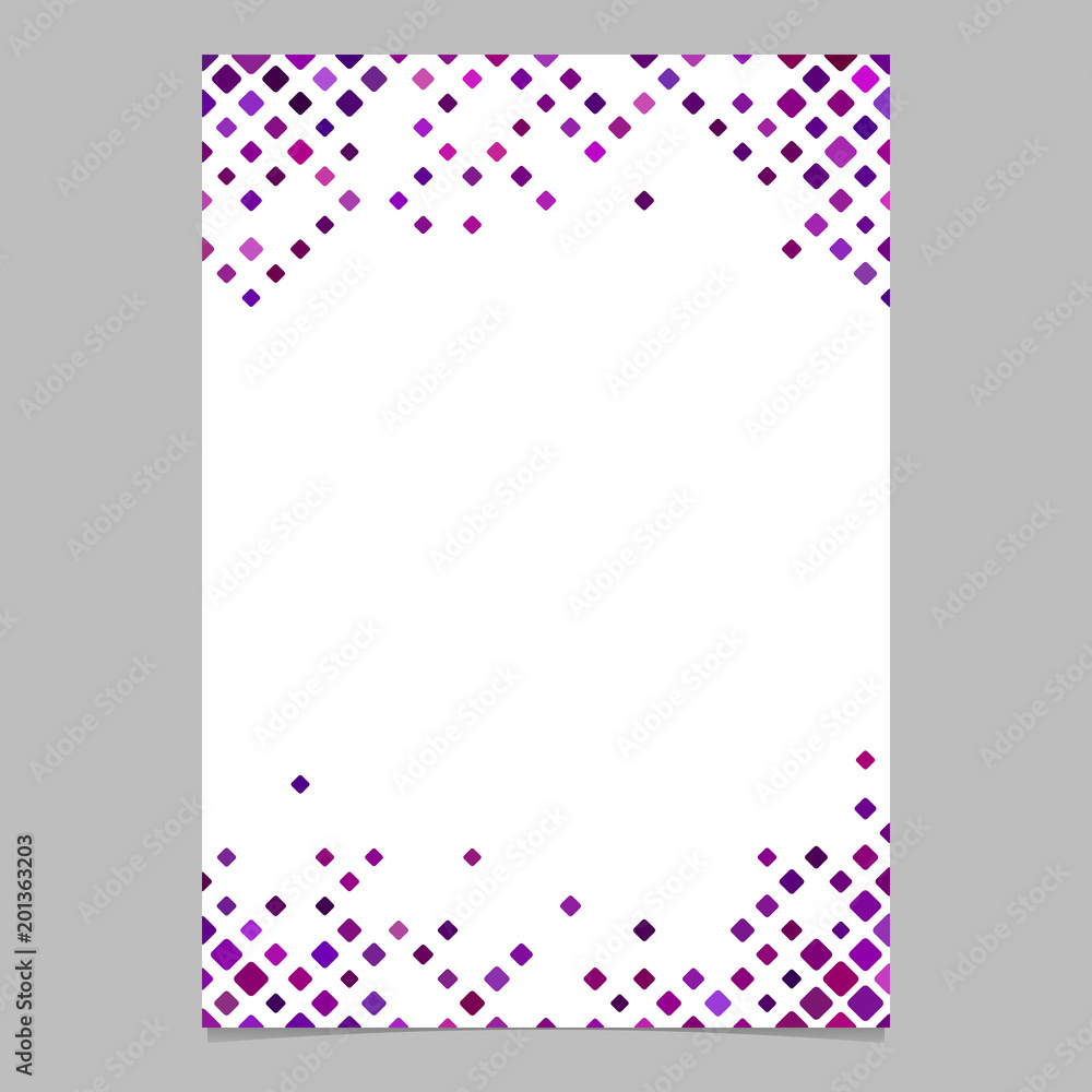 Diagonal square pattern page border template - vector graphic design from rounded squares in ...