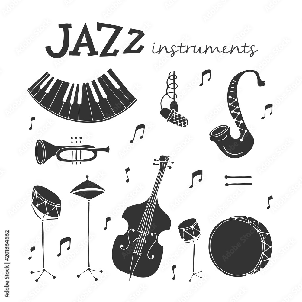 Jazz instruments icons Stock Vector | Adobe Stock