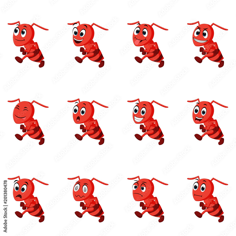 Ant with different facial expressions Stock Vector | Adobe Stock