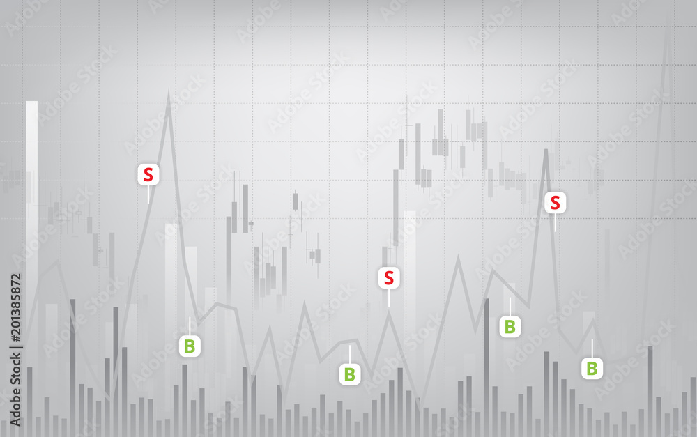 Graph chart of stock market investment trading on white background ...
