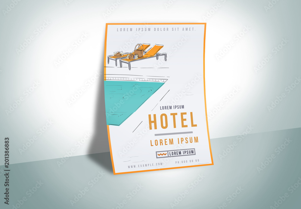 Poster Layout with Pool Illustration Stock Template | Adobe Stock