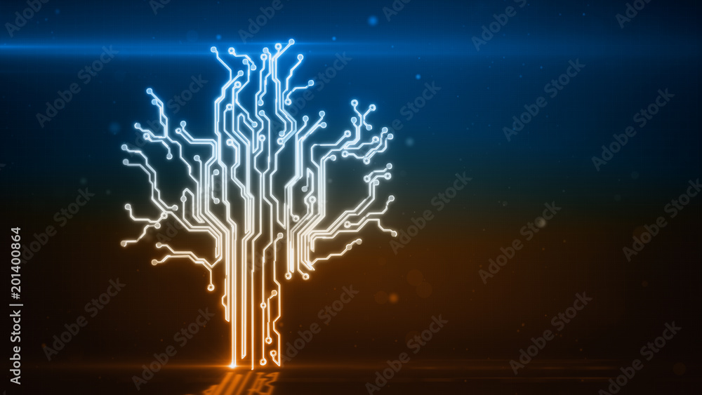 3d illustration circuit board electronic hi-tech. Beautiful chip ...