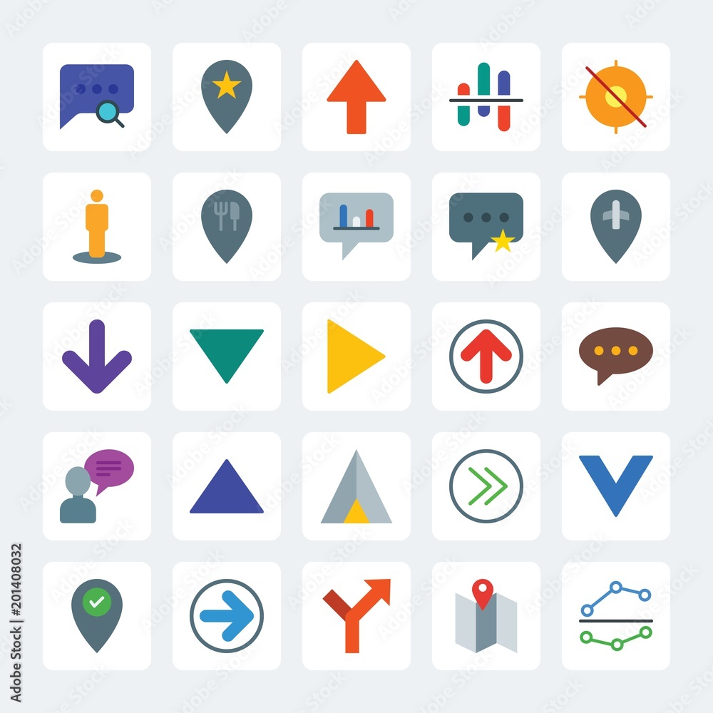 Modern Simple Set of location, arrows, charts, chat and messenger ...