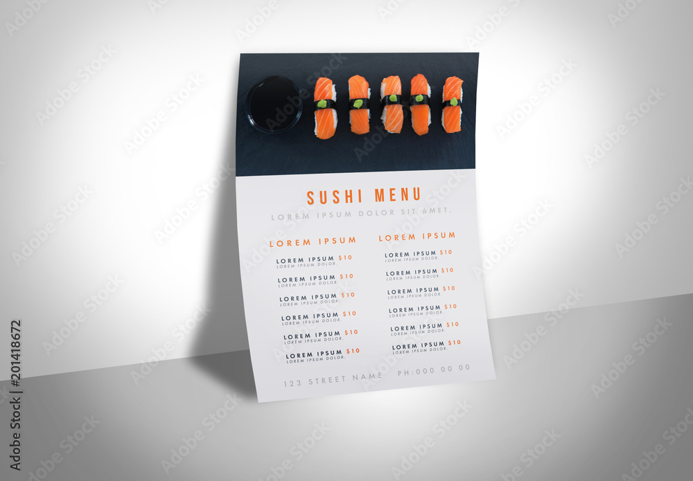 Menu Layout with Sushi Graphic Stock Template | Adobe Stock