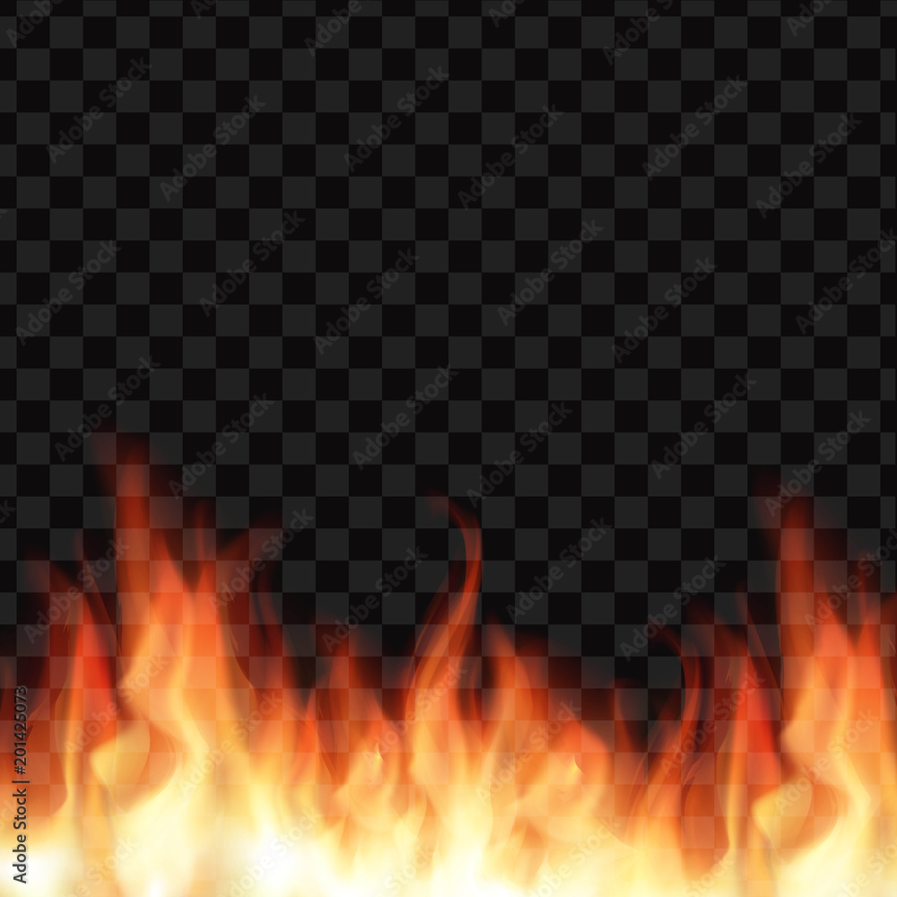 Vector burning realistic fire flames. Glowing particles. Vector light ...