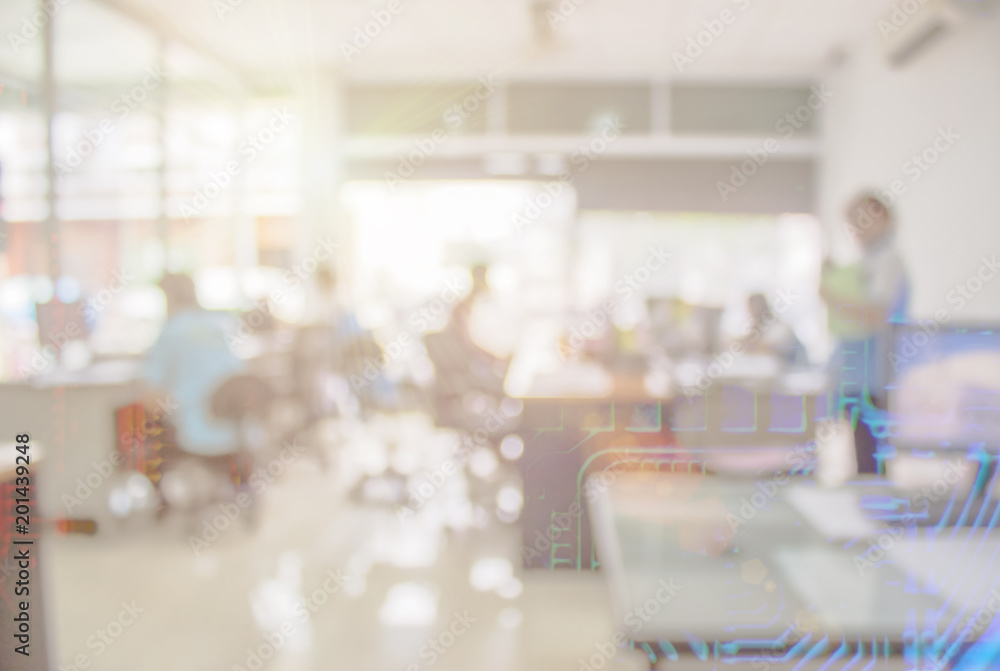 Businessmen blur in the workplace. Blurred office computer people ...