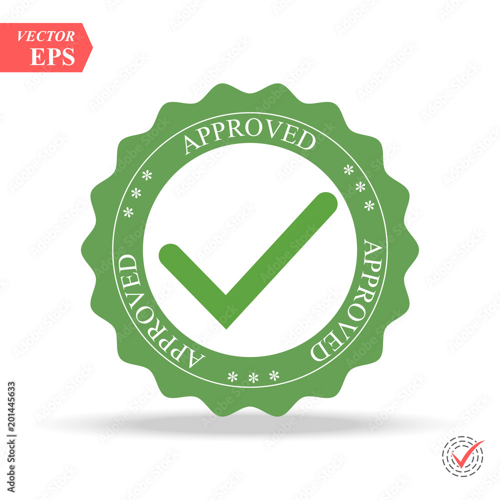 Quality Control Approved. Tick symbol in green color, vector ...