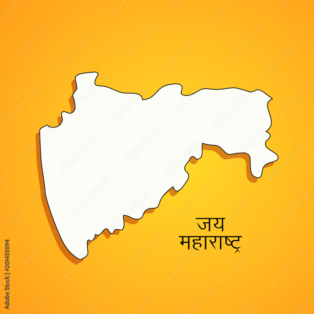 Illustration of Indian State Maharashtra map with Hindi text Jai ...