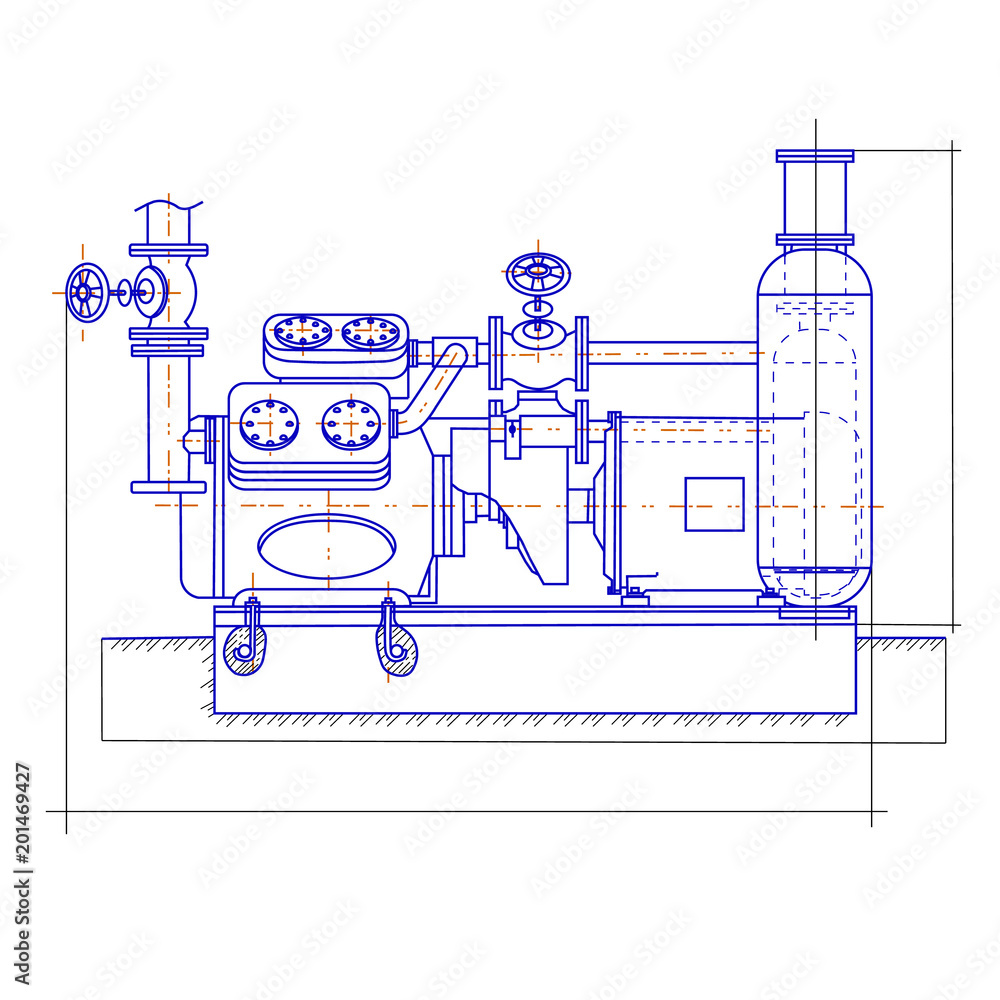 free drawing of the refrigerator unit. chiller unit Stock Vector ...