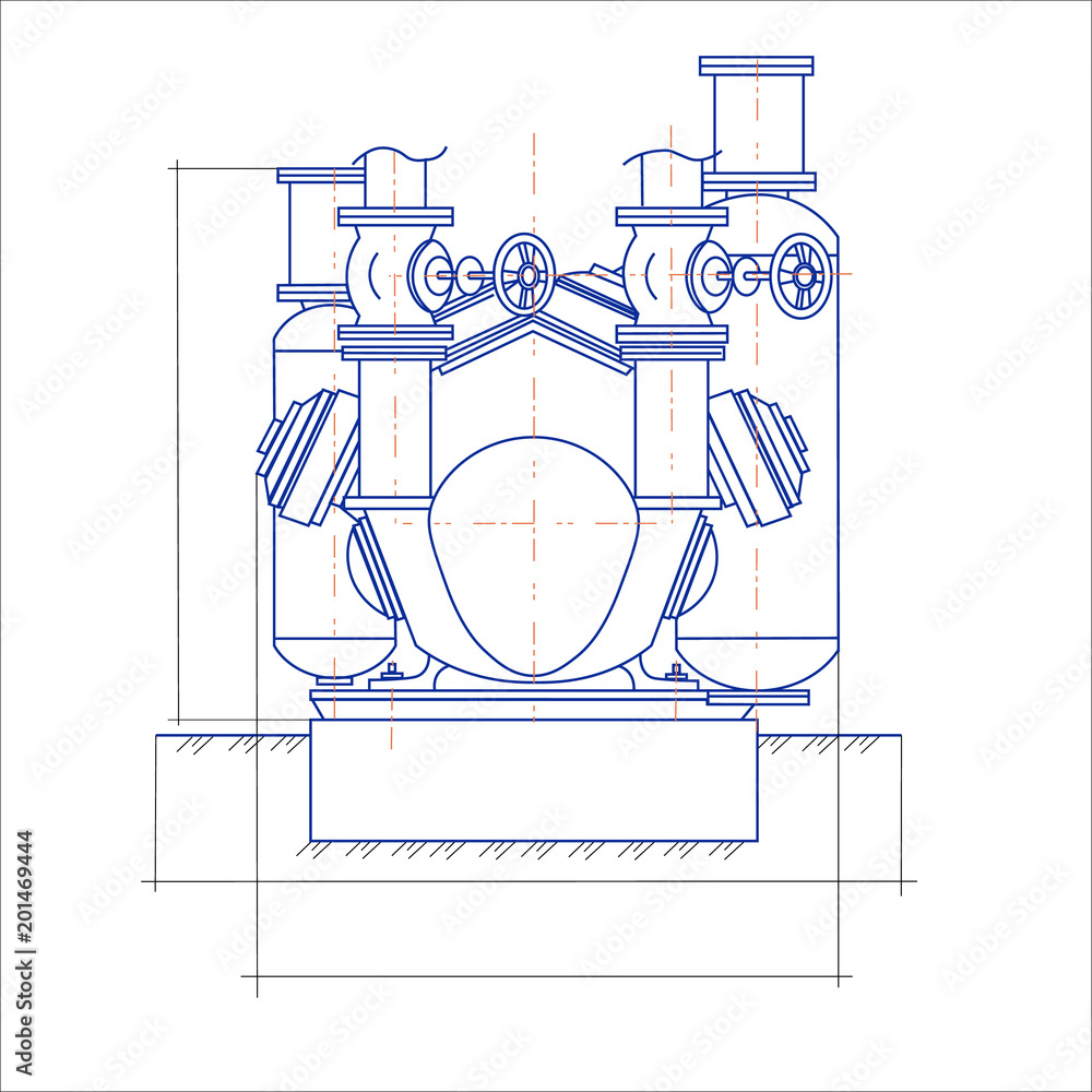 free drawing of the refrigerator unit. chiller unit Stock Vector ...