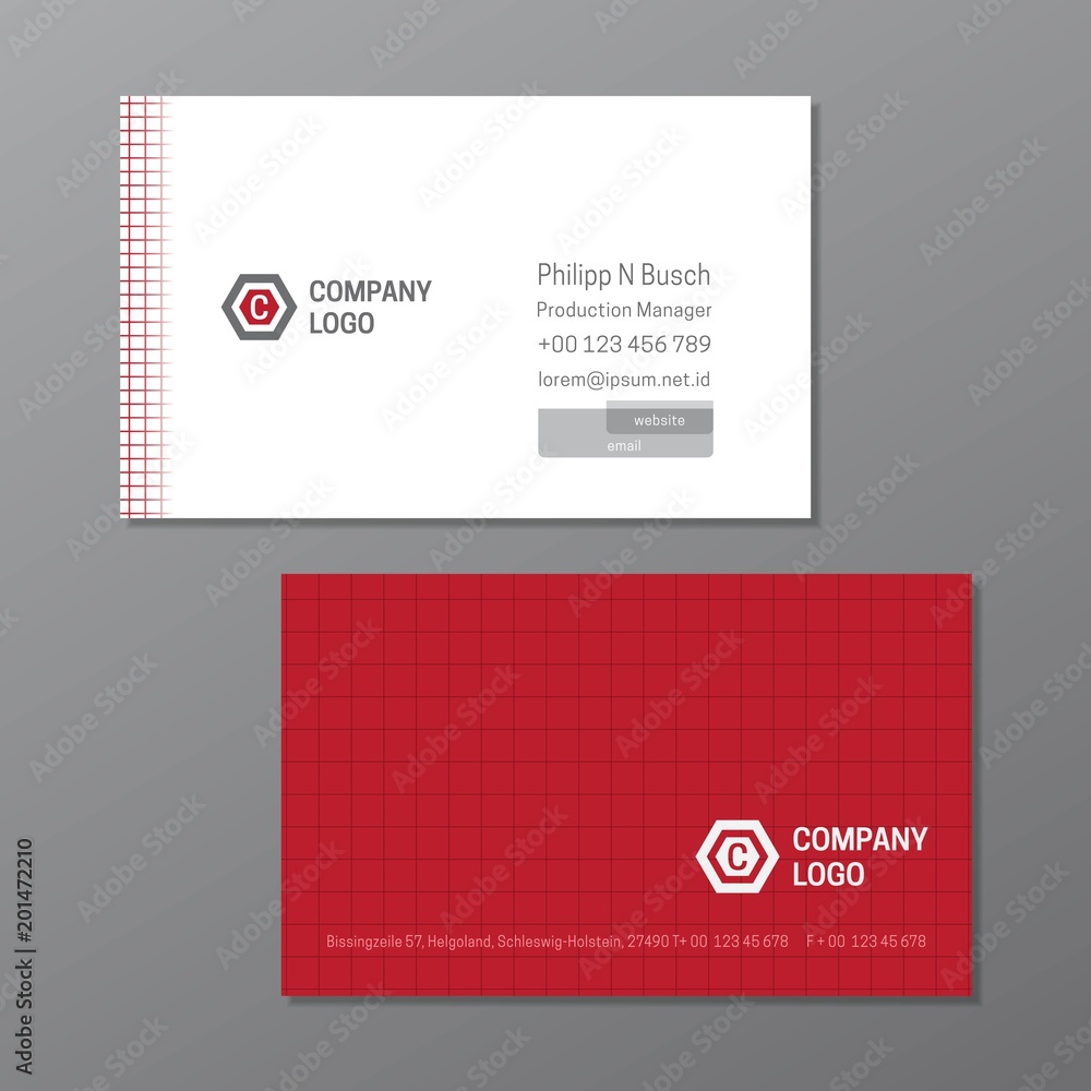 Red and White Name card or business card template. Elegant and clean ...
