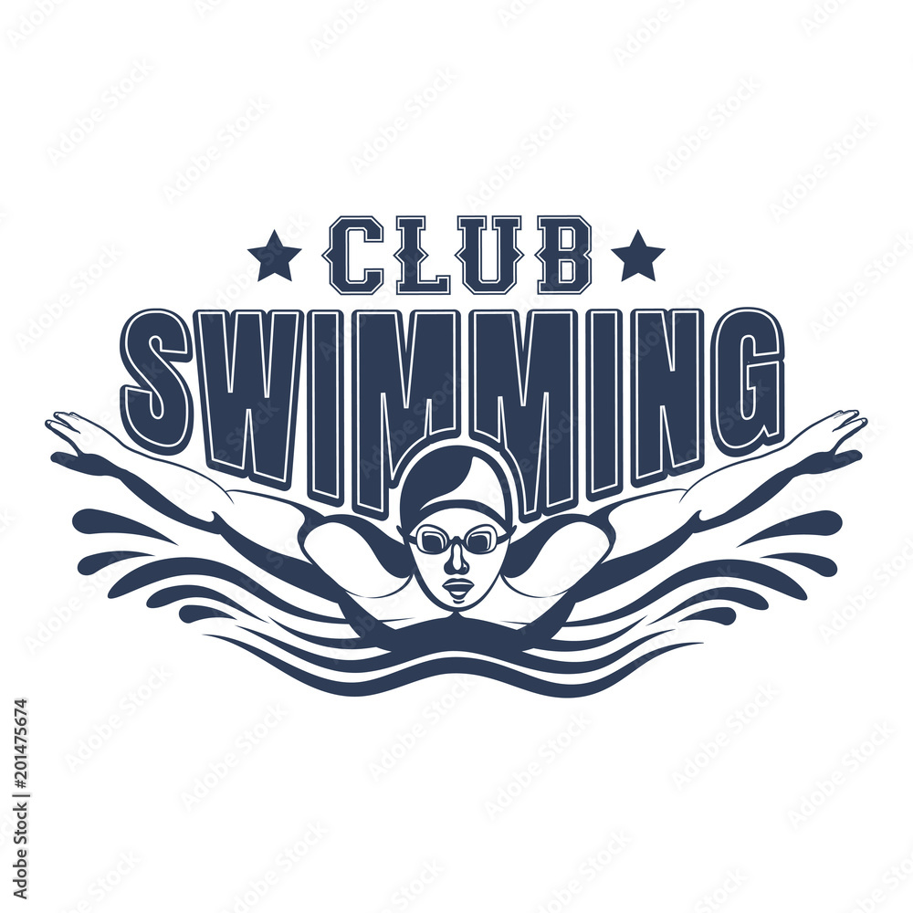 Design swimming badge for print on T-shirts, printed products and ...