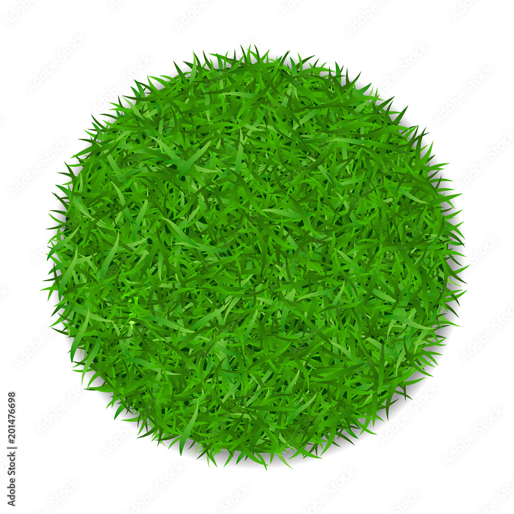 Grass Circle 3d Green Plant Grassy Round Field Isolated On White Background Symbol Of Globe