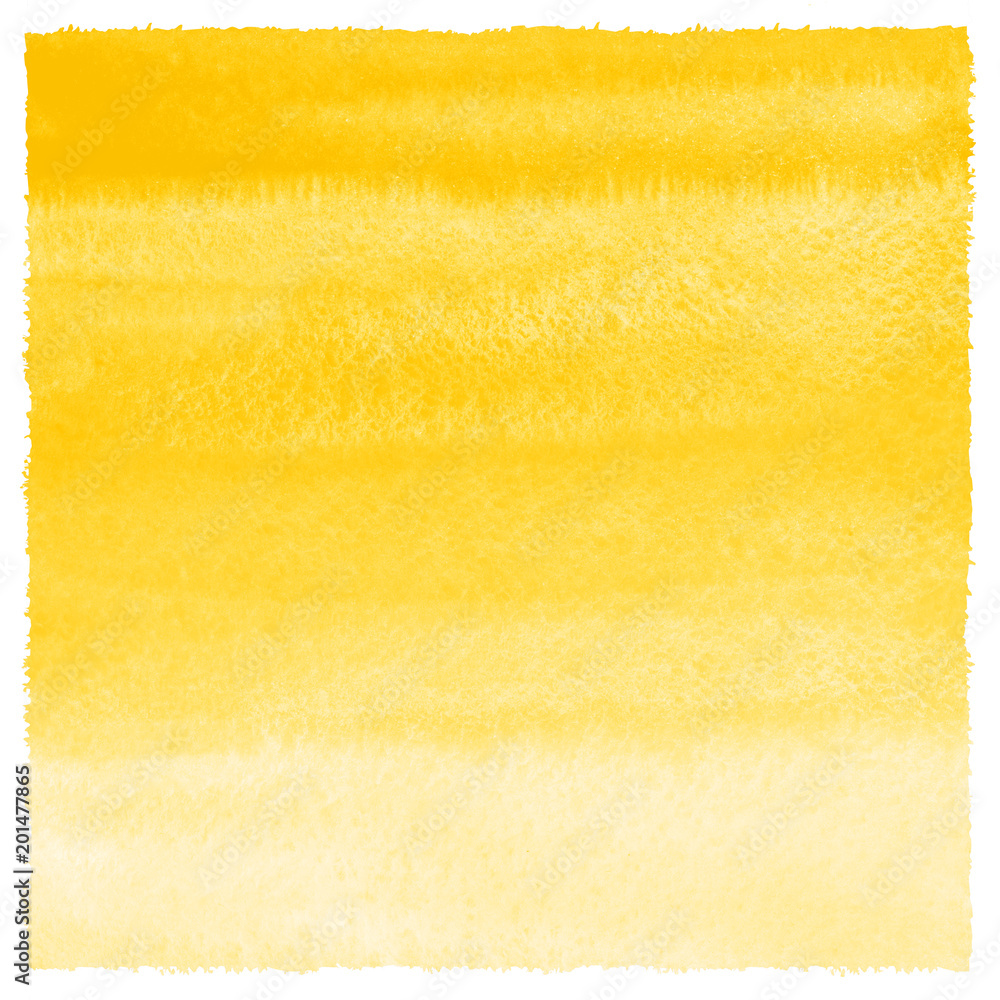 Yellow watercolor square background with gradient stains and rough ...