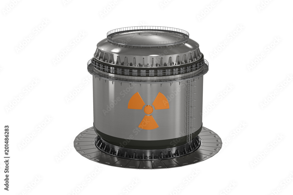 Concept illustration of a nuclear reactor isolated on white background ...