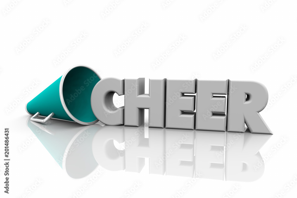 Cheer Megaphone Bullhorn Word 3d Illustration Stock Illustration ...