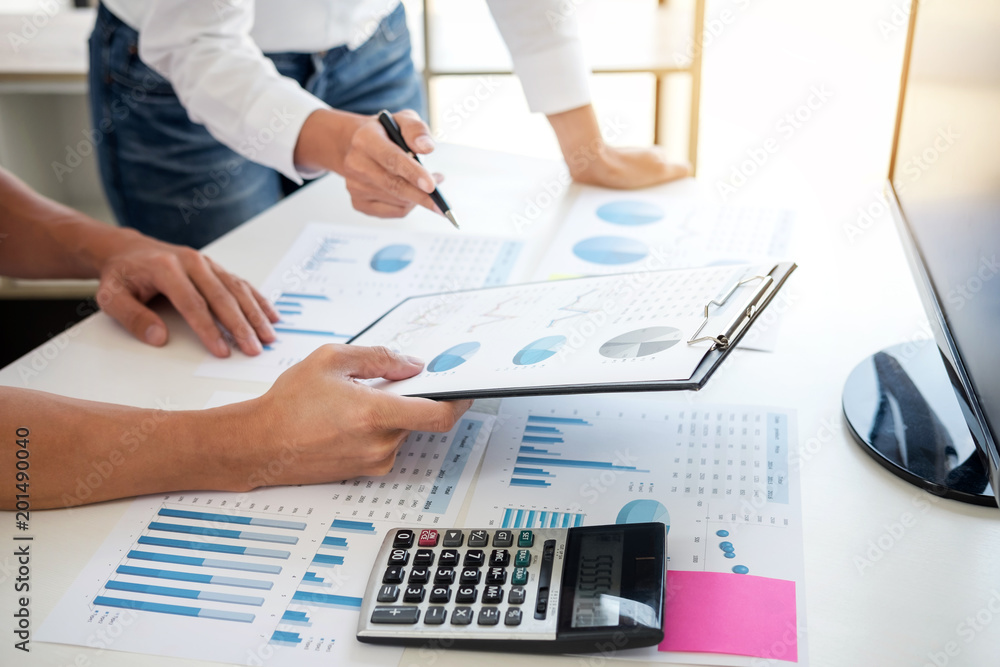 Business accountant banking, business partner offering calculate and ...