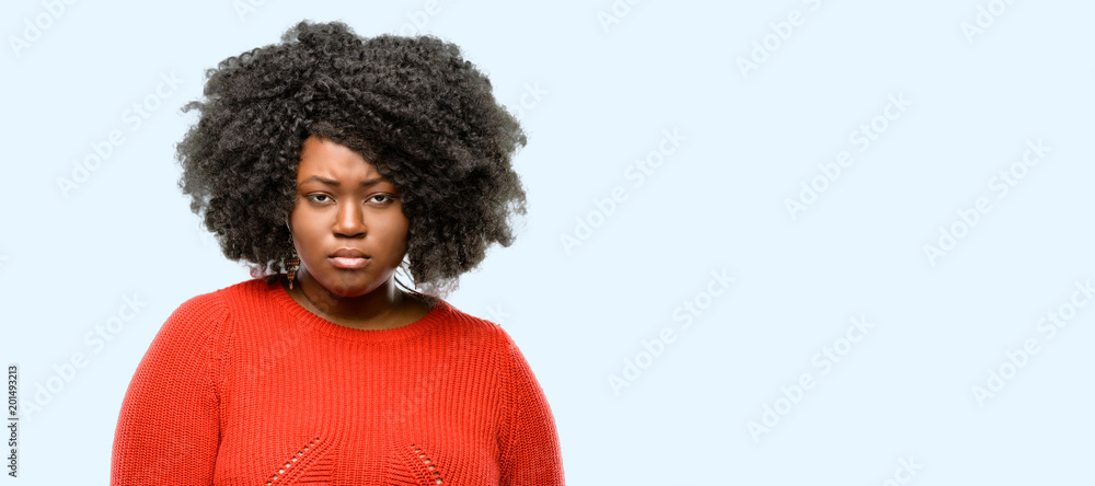 Beautiful african woman irritated and angry expressing negative emotion ...