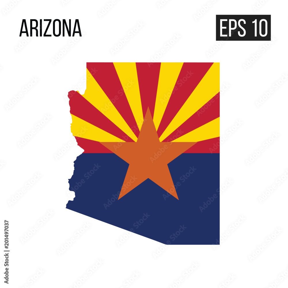 Arizona map border with flag vector EPS10 Stock Vector | Adobe Stock
