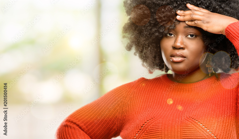Beautiful african woman terrified and nervous expressing anxiety and ...