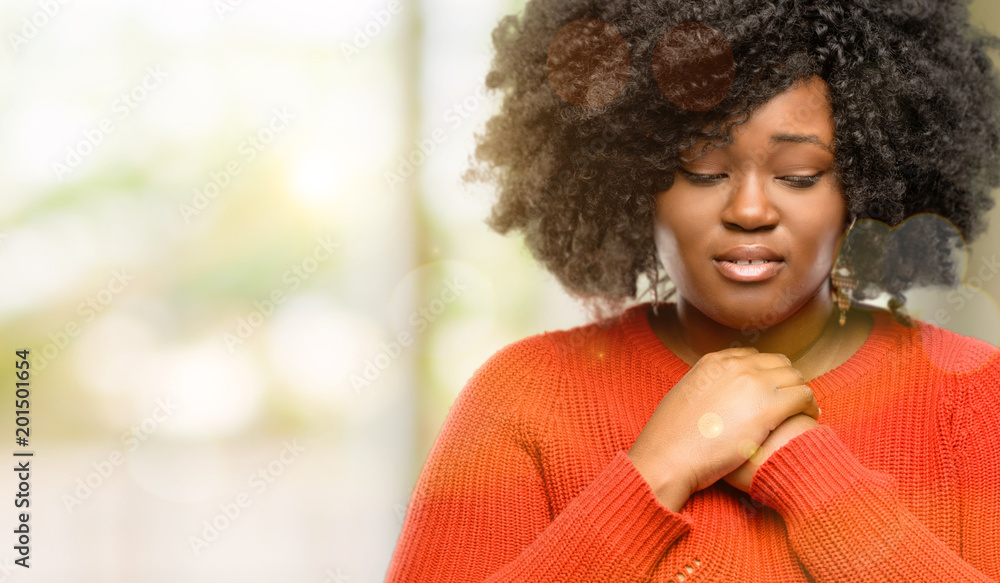 Beautiful african woman crying depressed full of sadness expressing sad ...