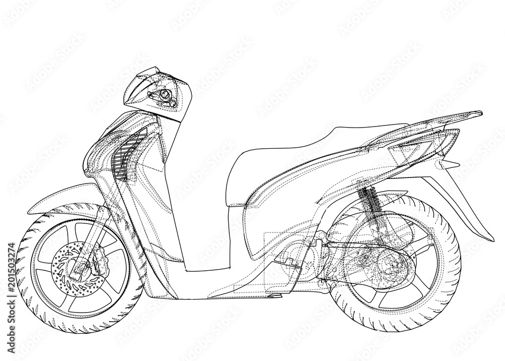 Scooter outline concept. Vector Stock Vector | Adobe Stock