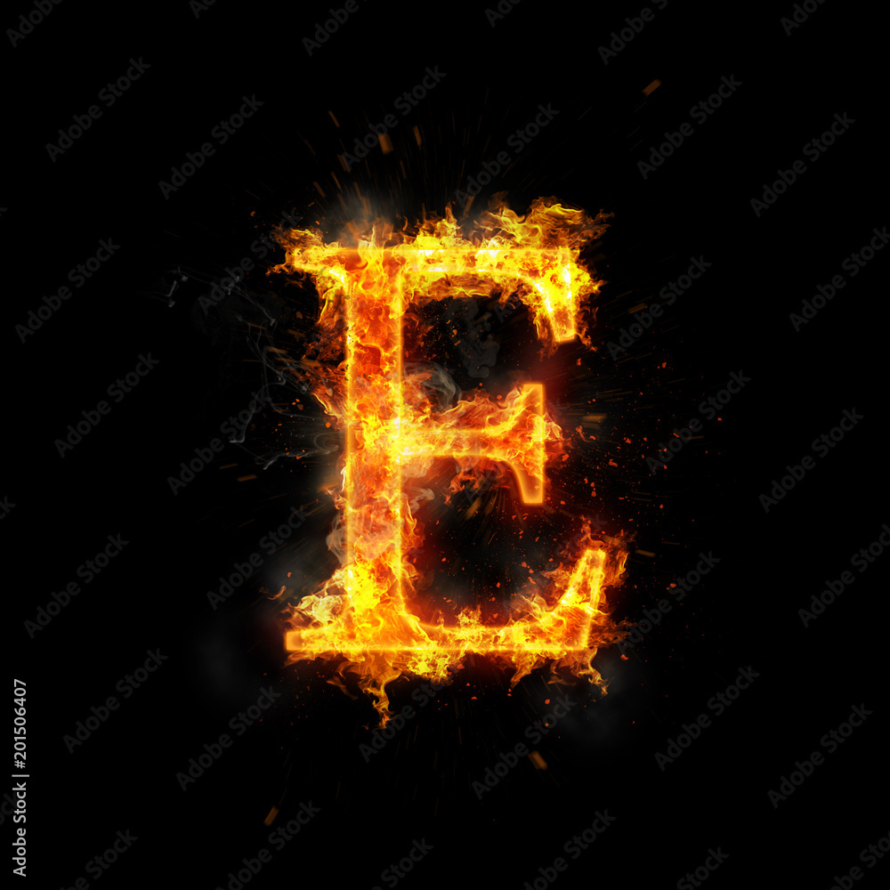 Fire letter E of burning flame. Stock Illustration | Adobe Stock