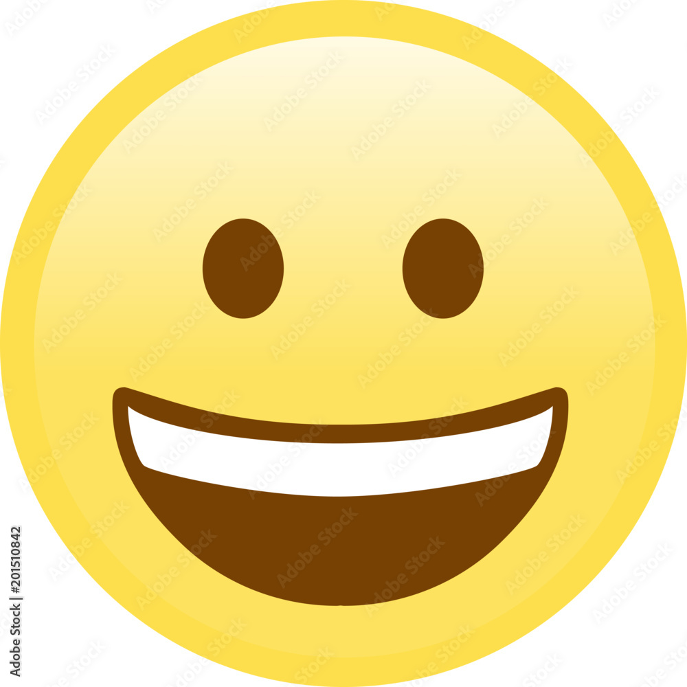 Isolated yellow smiling face with the upper white teeth icon Stock ...