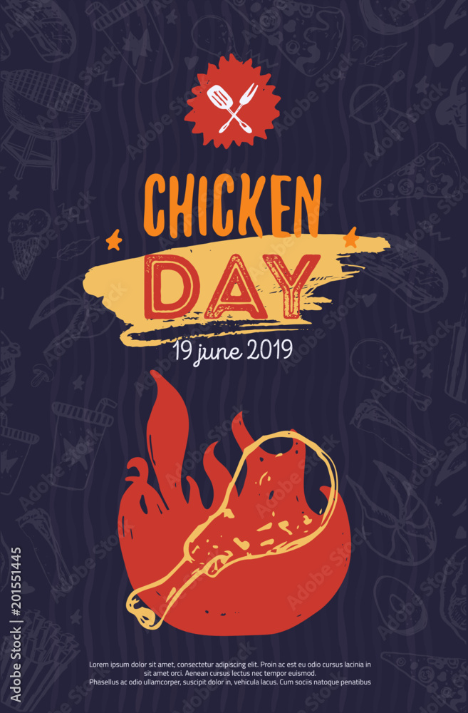 Chicken BBQ brochure vector poster, menu design. Vector menu template ...