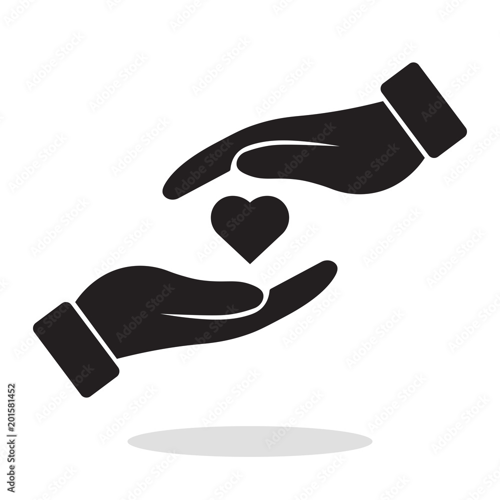 Heart in hand icon, health symbol, vector illustration flat design ...