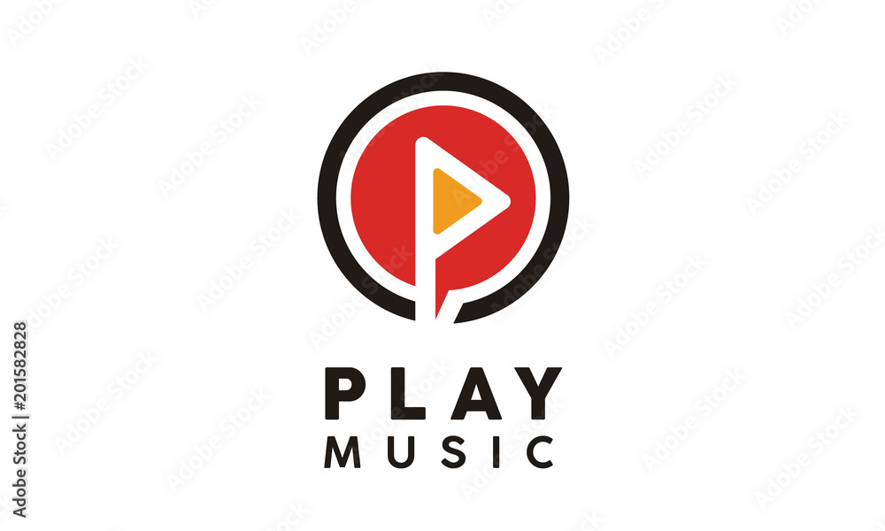 Play Music Video, Media Player app button icon logo design inspiration ...