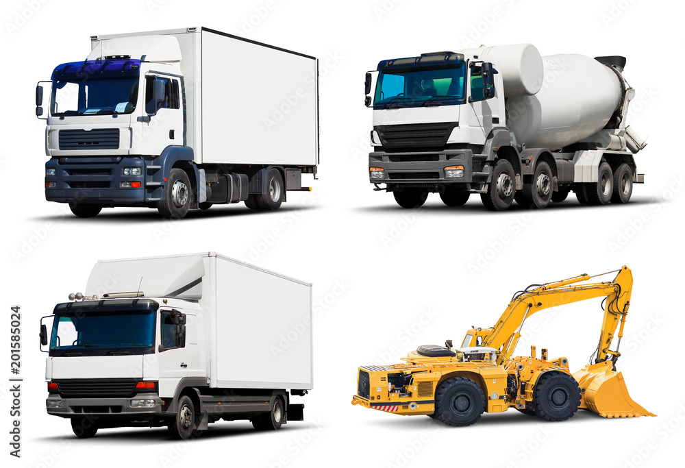 Set of industrial trucks and vehicles Stock Photo | Adobe Stock