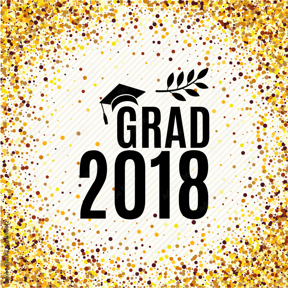 Graduation 2018 class of greeting card with hat, laurel for invitation ...