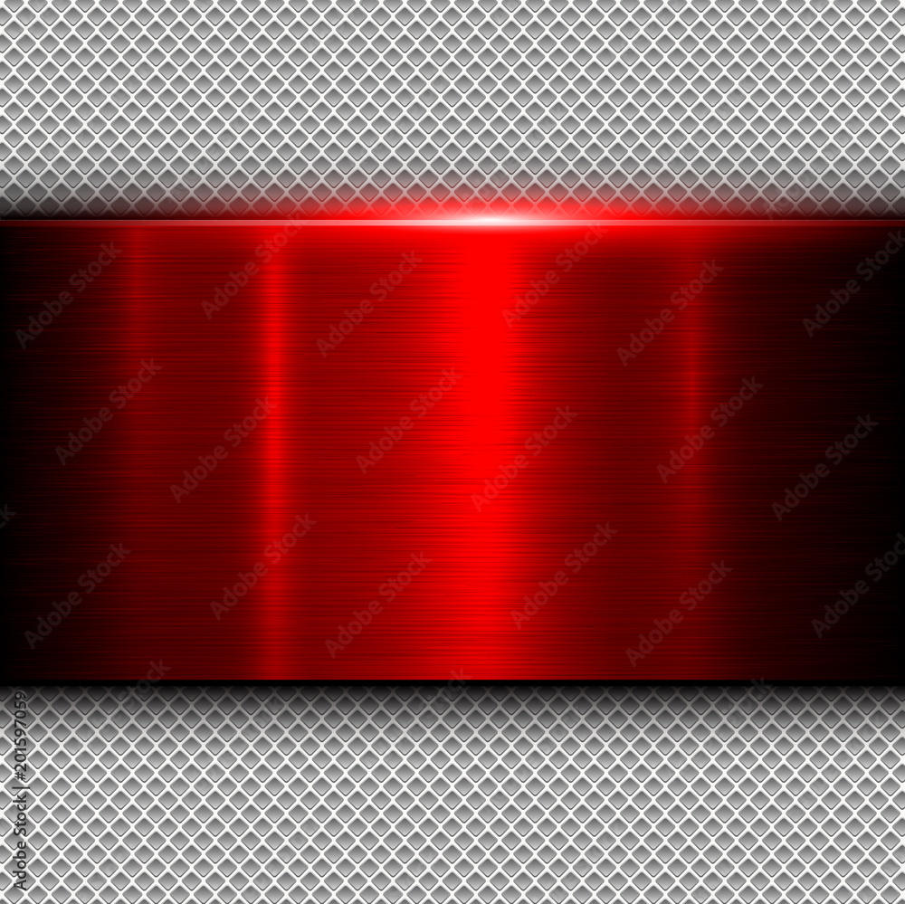 Background red metalic texture over grey perforated background, Stock ...