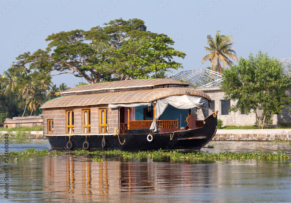 Houseboat on backwaters in Kerala, South India Stock Photo | Adobe Stock