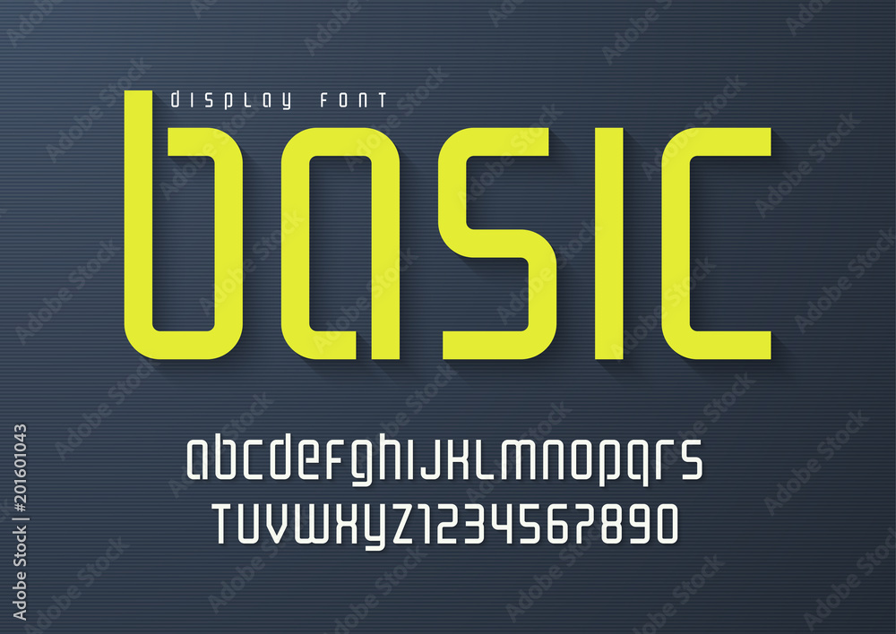 Basic display font design, alphabet, typeface, letters and numbe Stock ...