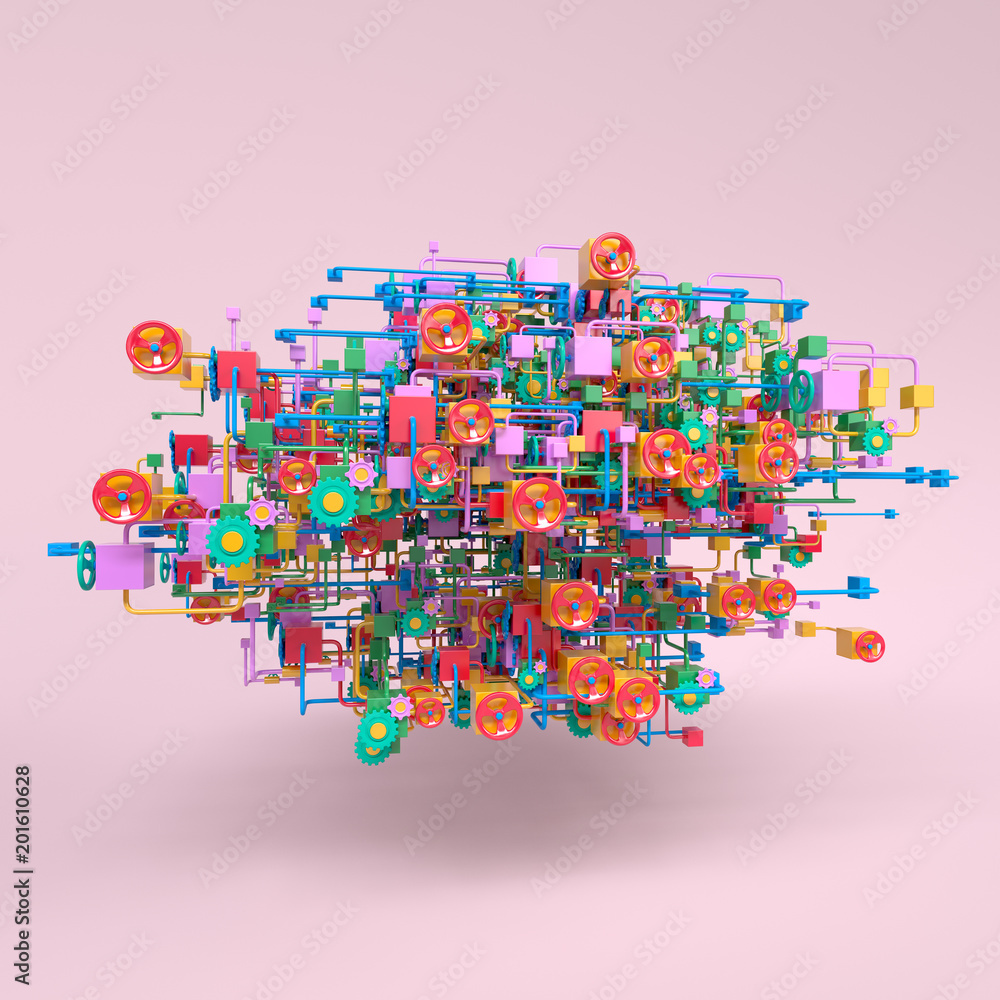 Complex workflow network diagram, 3D rendering Stock Illustration ...